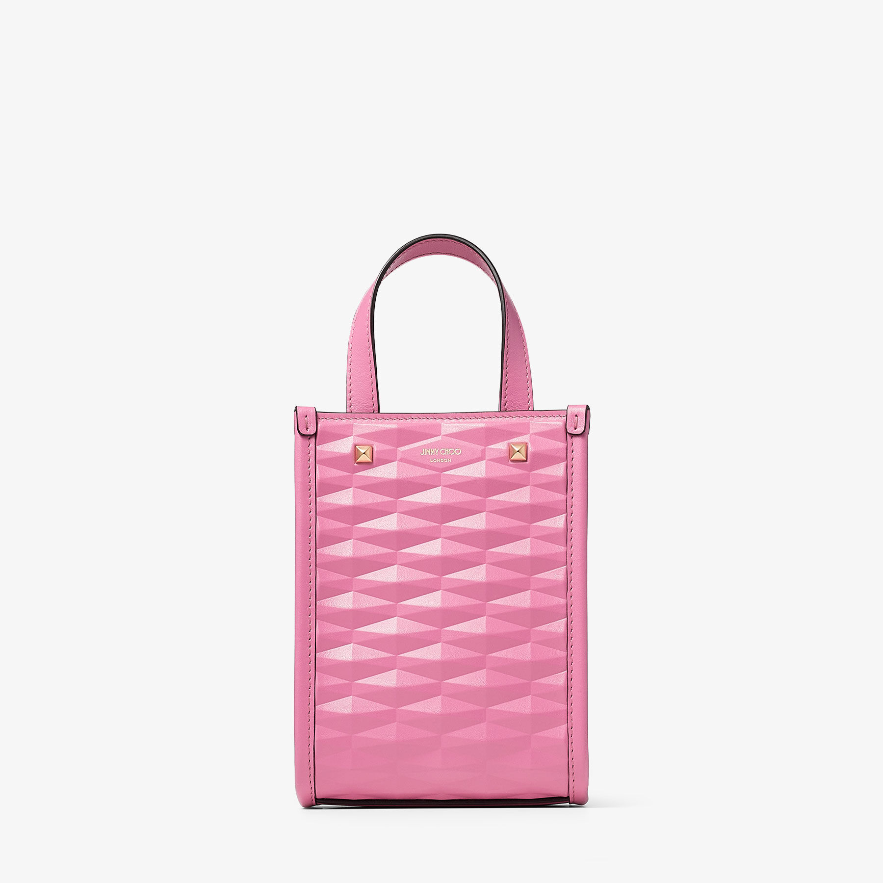Jimmy Choo Mini North-South Tote Candy Pink Diamond Embossed 3d